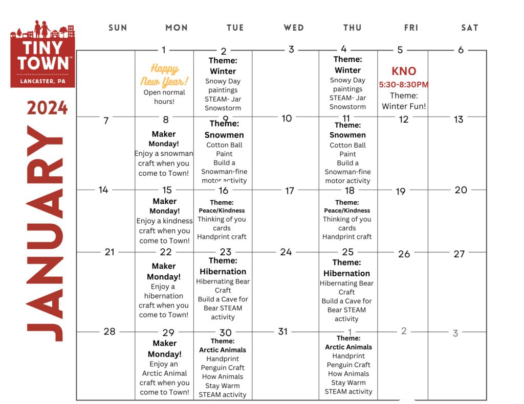 Events Calendar – Tiny Town
